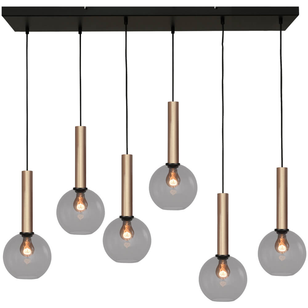 6-lichts hanglamp Bella 2 met smoke glas van Masterlight kopen | LampenTotaal