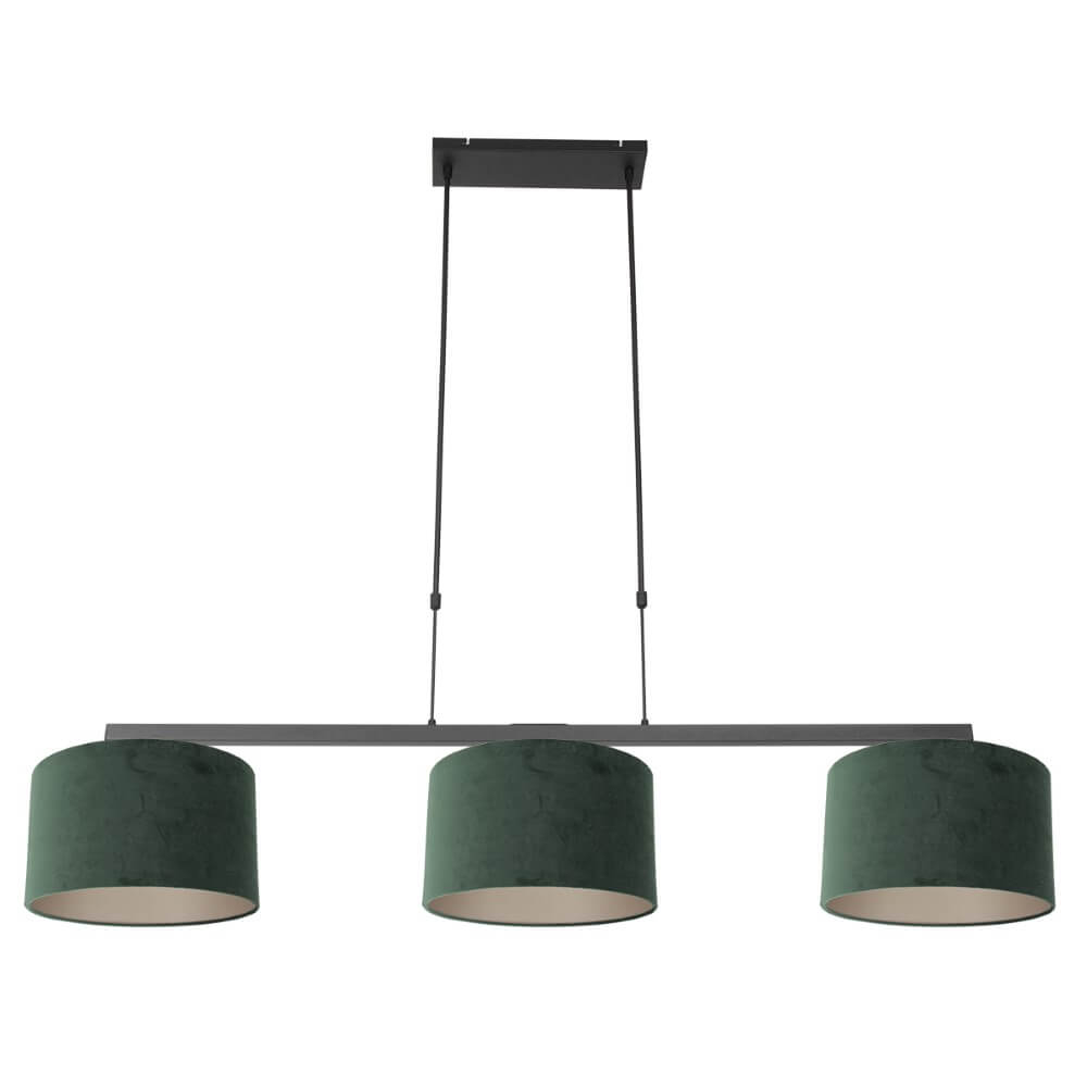 Zwarte hanglamp Stang met groene velours kappen van Steinhauer kopen ...